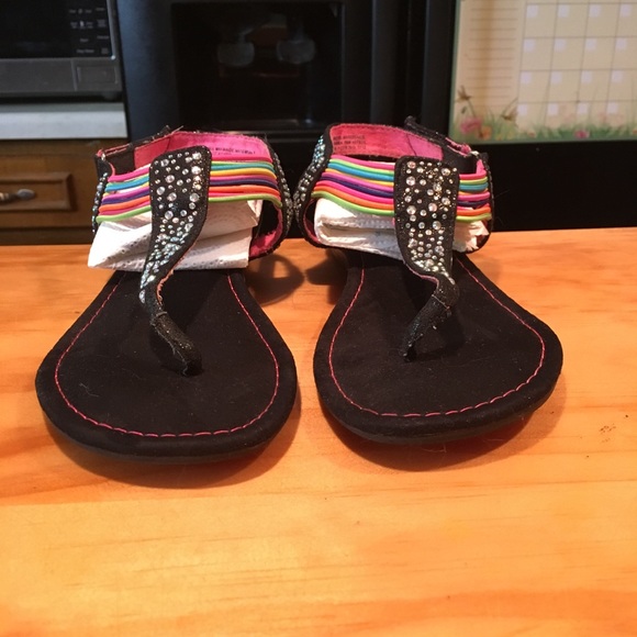 Justice | Shoes | Women Justice Black Jewel Multi Color Band Sandals ...